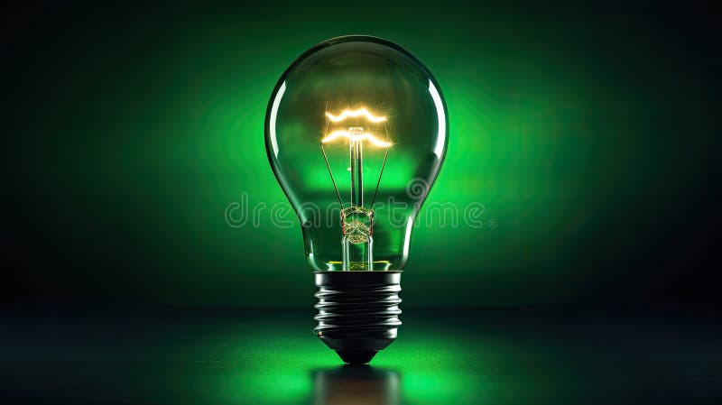 Dark green light bulb stock illustration. Illustration of light - 313781880