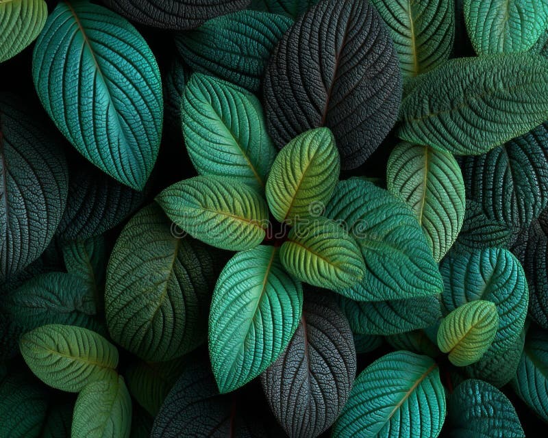 Dark Green Lush Leaves Texture Background Stock Illustration ...
