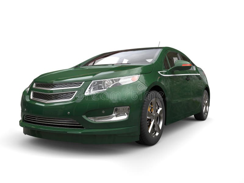 Dark Green Modern Business Electric Car - Front View Stock Illustration ...