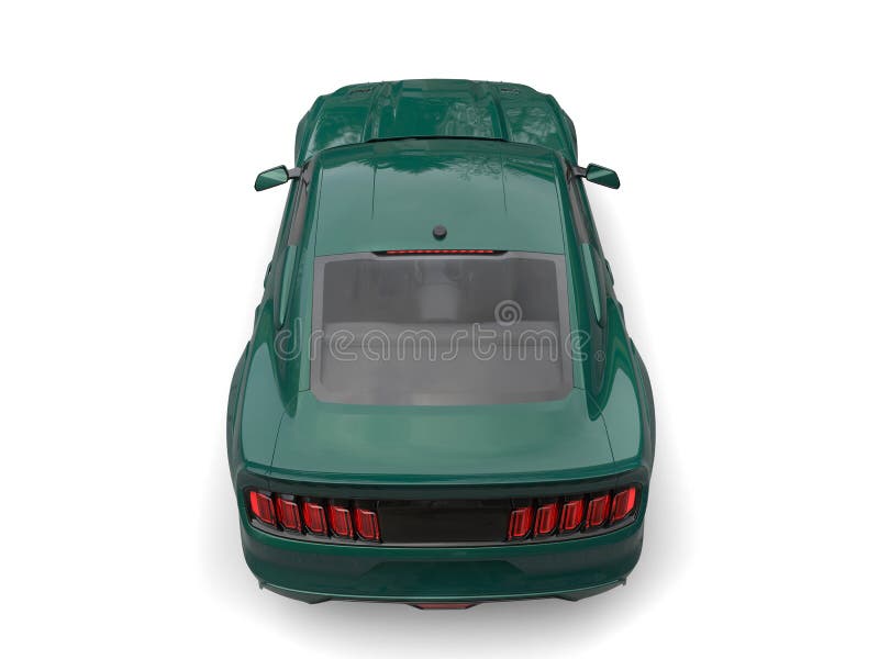 Dark Green Modern Muscle Car - Top Down View Stock Illustration ...