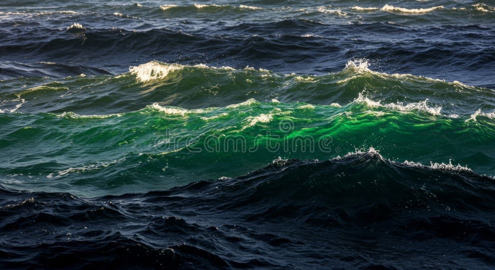 Dark Green Ocean Waves Texture Stock Illustration - Illustration of ...