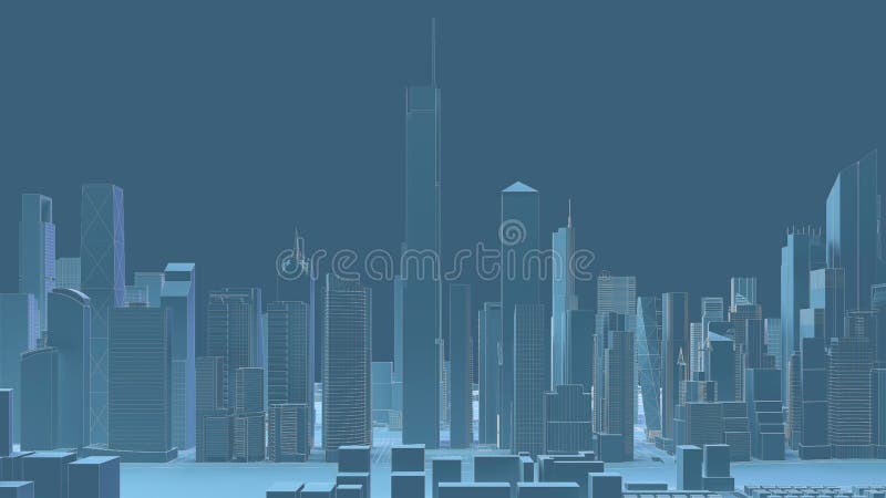 Dark Green Panorama of an Abstract Low Poly City Stock Illustration ...