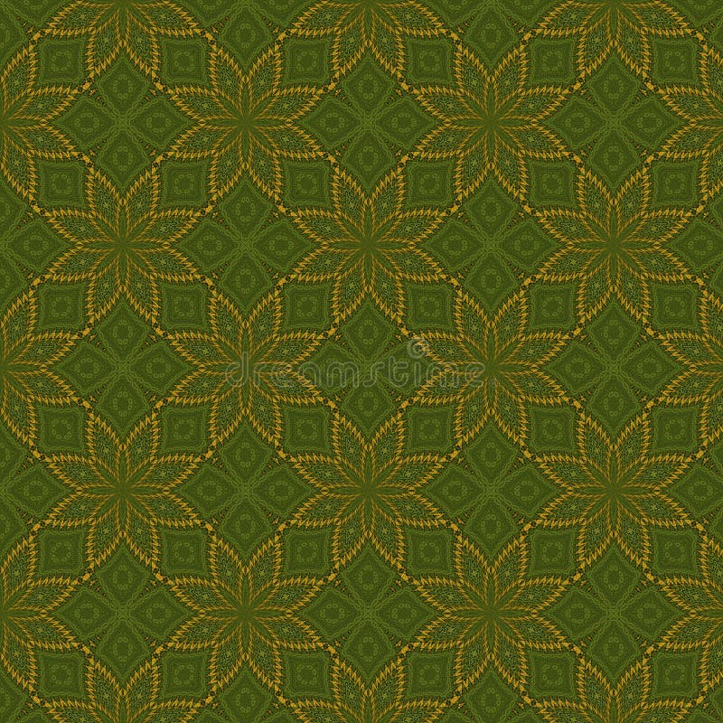 Dark Green Pattern with Flowers Stock Illustration - Illustration of ...