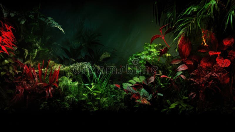A Dark Green Plants and Flowers in a Large Tank, AI Stock Photo - Image ...