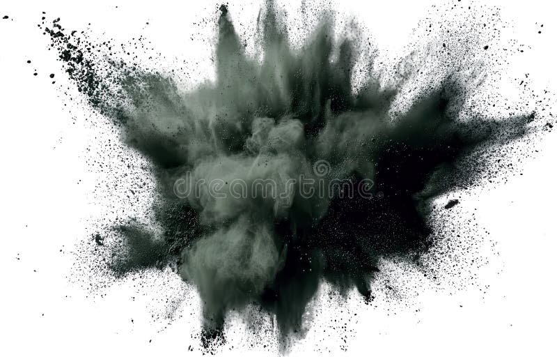 Dark Green Powder Explosion Isolated on White Stock Illustration ...