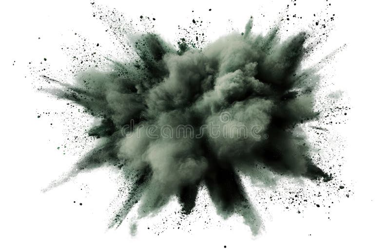 Dark Green Powder Explosion Isolated on White Stock Image ...