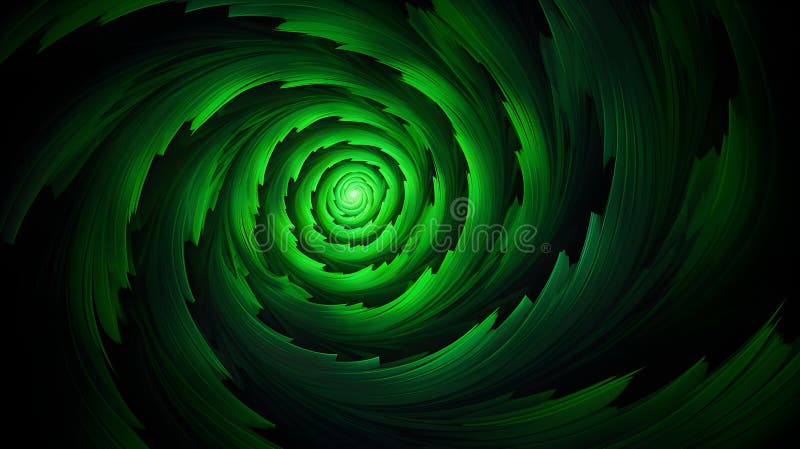 Dark Green Psychedelic Spiral Pattern. Hypnotic Abstract Background ...