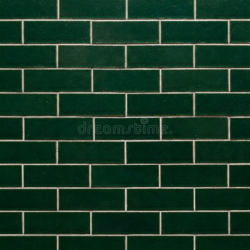 Dark Green Rectangular Tiles with Light Grout Lines in a Brickwork ...