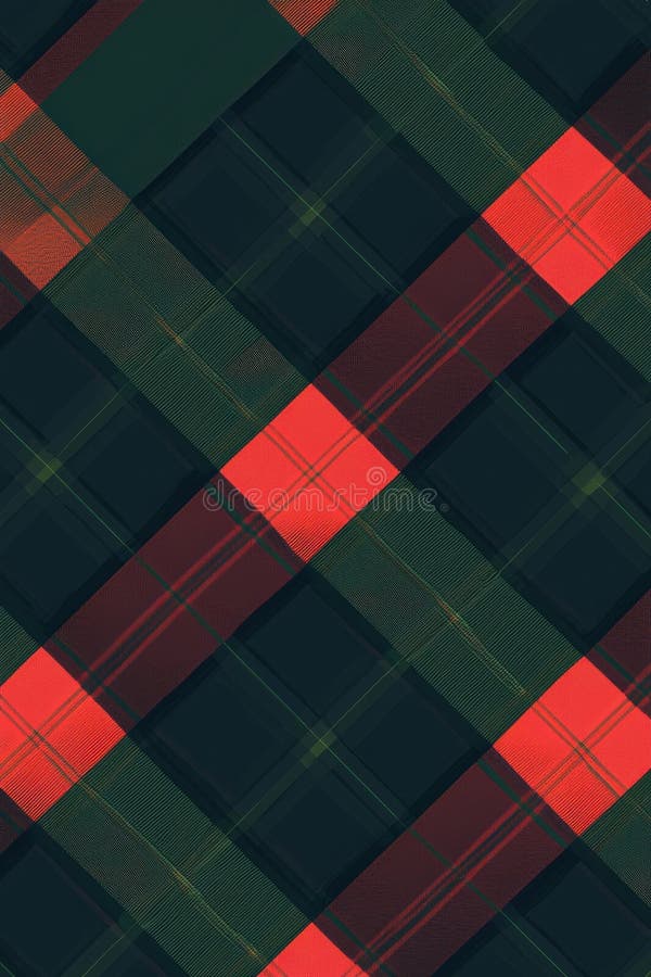 Dark Green and Red Plaid Pattern with Bold Geometric Lines Stock Photo ...