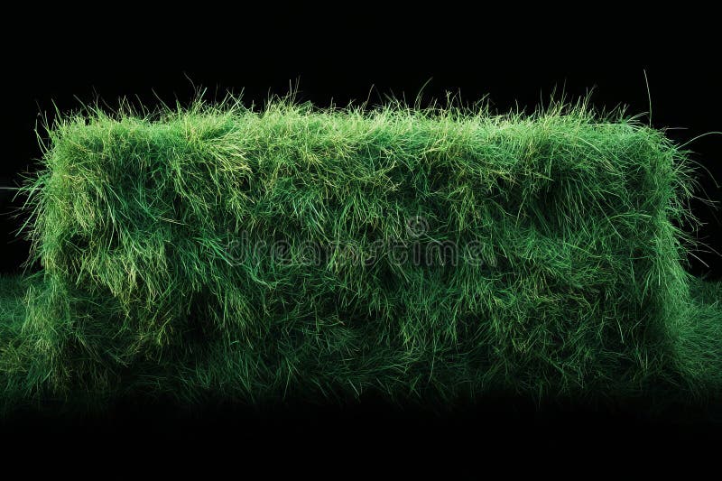 Dark Green Rough Texture Featuring Thick Clumps of Grass on a Black ...