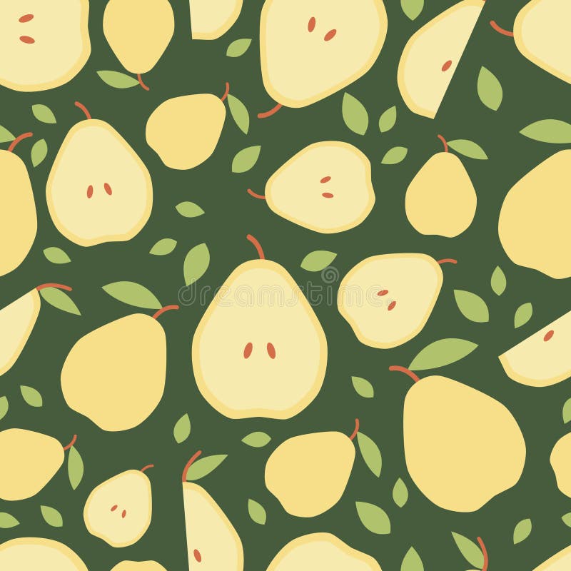 Dark Green Seamless Pattern Pear for Print, Fabric in Flat Style Stock ...