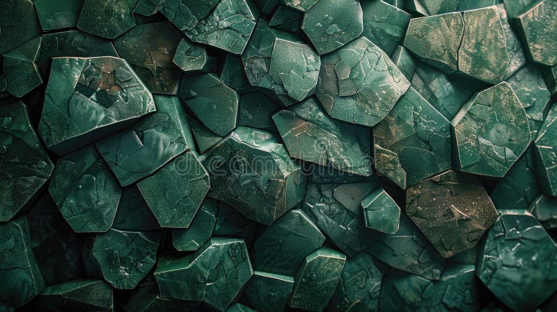 Dark Green, Shattered Stone-like Structure Forming a Textured Surface ...