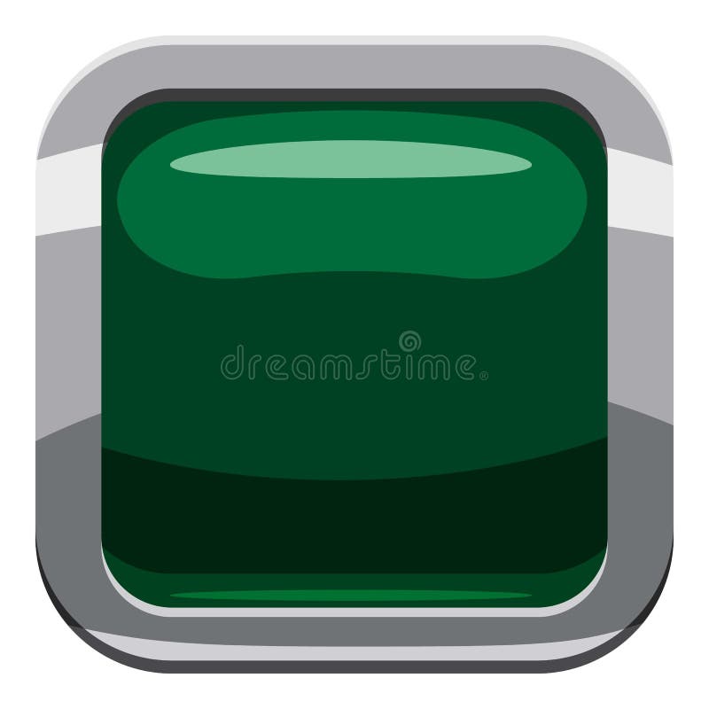 Dark Green Square Button Icon, Cartoon Style Stock Vector ...