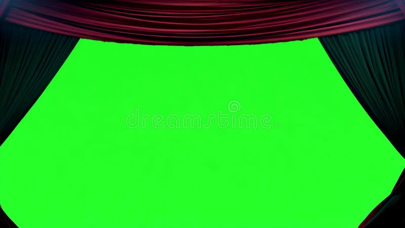 Dark Green Stage Curtains with a Red Valance Dramatically Opening To ...