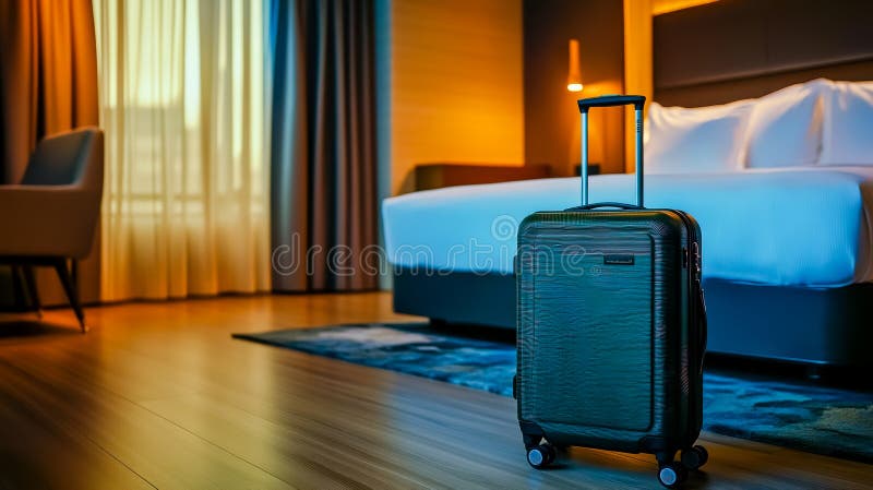 Dark Green Suitcase with Wheels, Positioned Prominently in a Modern ...