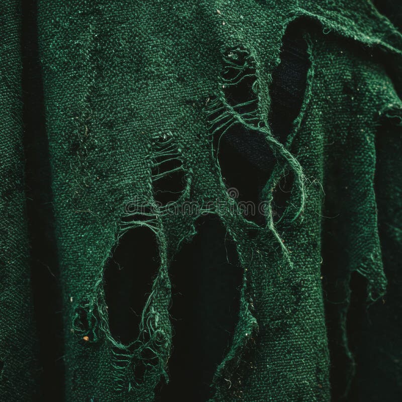 Dark Green Torn Fabric Texture with Holes Stock Illustration ...