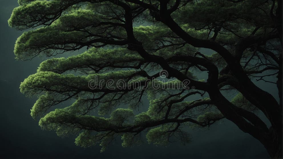 Dark Green Tree stock illustration. Illustration of branches - 342427055