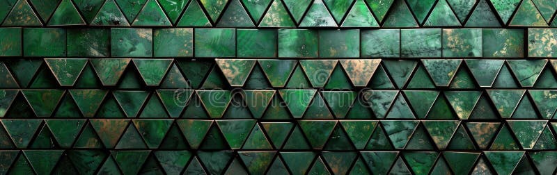 Dark Green Triangular Mosaic Tile Texture with Geometric Fluted ...
