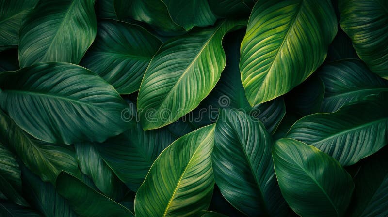 Dark Green Tropical Leaves Lush Foliage Texture Background Stock ...