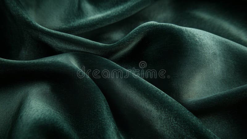 Dark Green Velvet Fabric Draped in Soft Waves Stock Illustration ...
