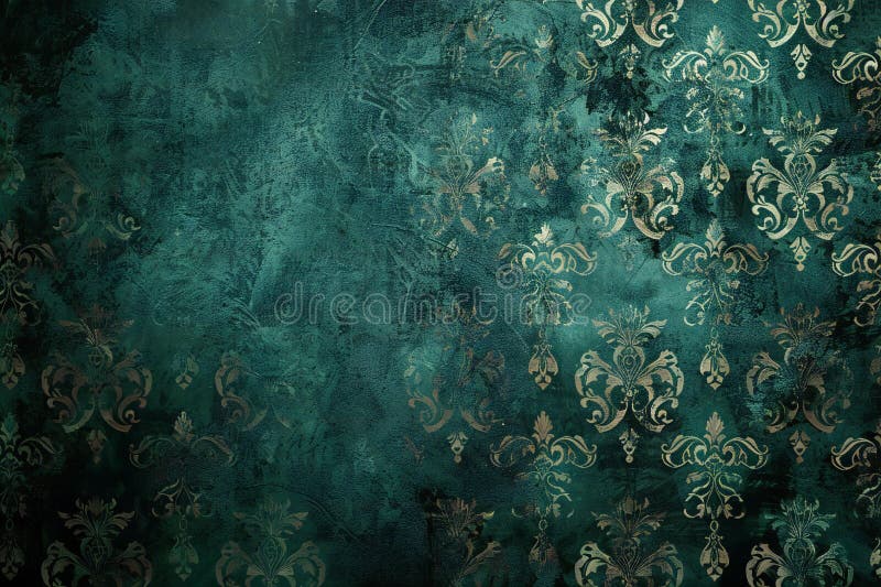 Dark Green Vintage Background with Lace and Damask Patterns. Abstract ...