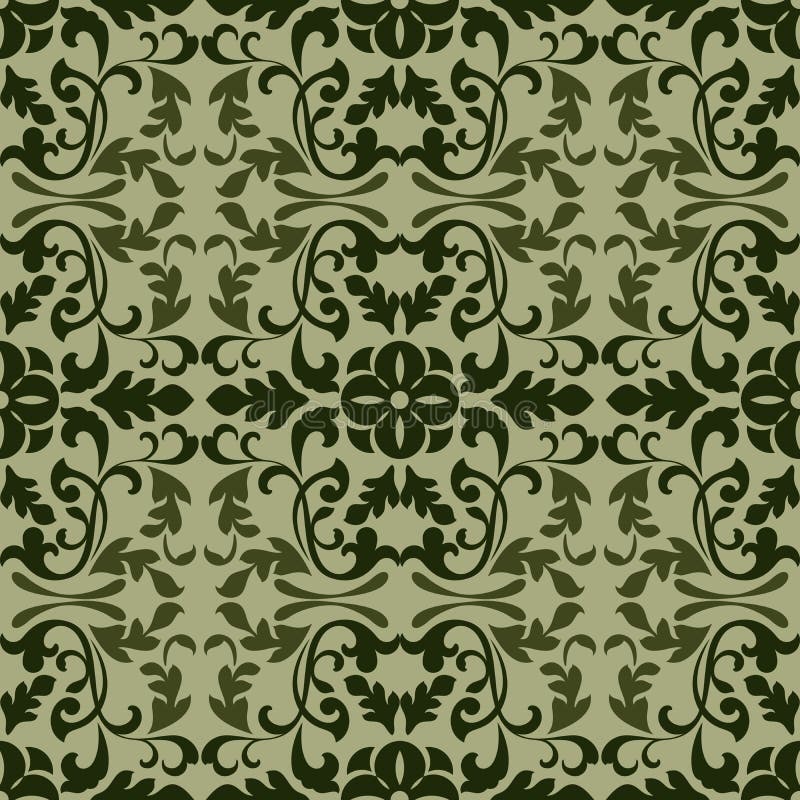 Dark Green Vintage Wallpaper Pattern Stock Vector - Illustration of ...