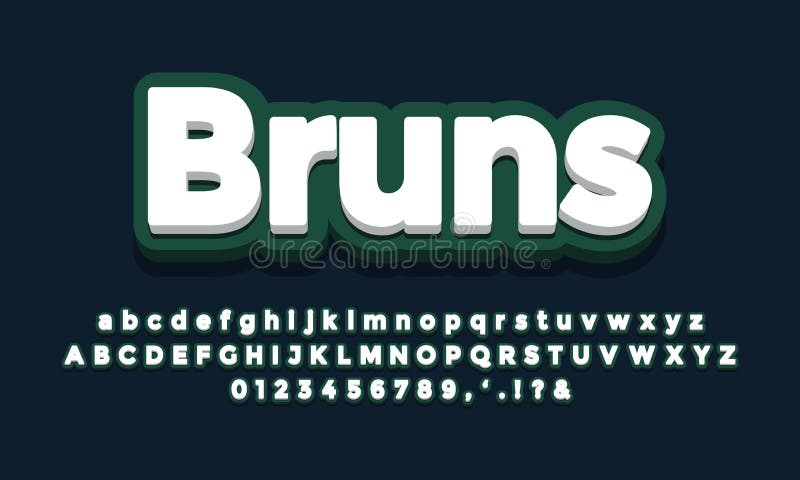 Dark Green with White 3d Font Effect or Text Effect Design Stock Vector ...