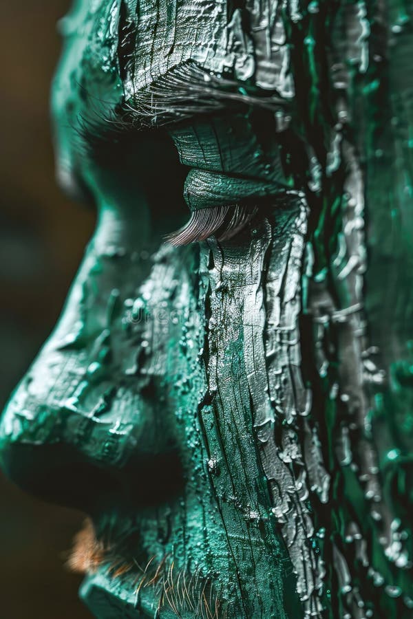 Wood Pattern on Human Face, Close-up View Stock Illustration ...