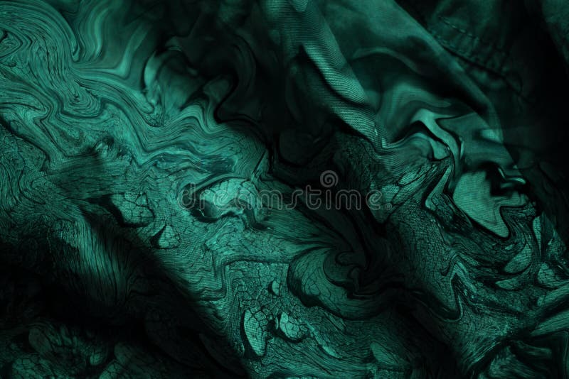 Dark Green Wrinkled Fabric with Flowing and Wavy Patterns on it ...