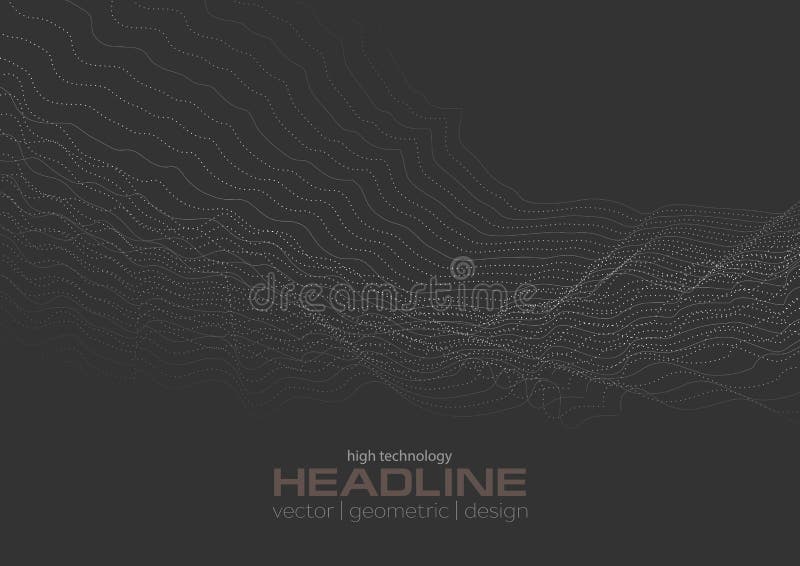 Dark Grey Abstract Futuristic Wavy Dotted Lines Background Stock Vector ...