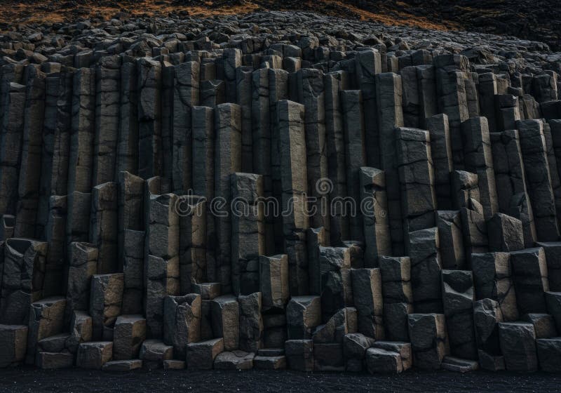 Dark Grey Basalt Columns in Iceland Stock Illustration - Illustration ...