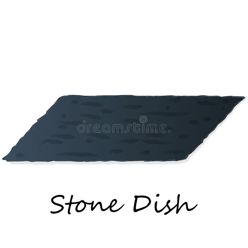 Dark Grey Black Slate Board for Dishes on White Background Stock Vector ...