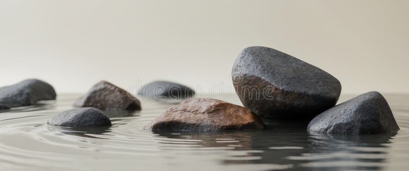 Dark Grey and Brown Wet Rocks in a Calm Stream Stock Image - Image of ...