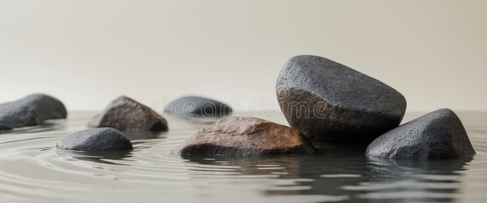 Dark Grey and Brown Wet Rocks in a Calm Stream Stock Image - Image of ...