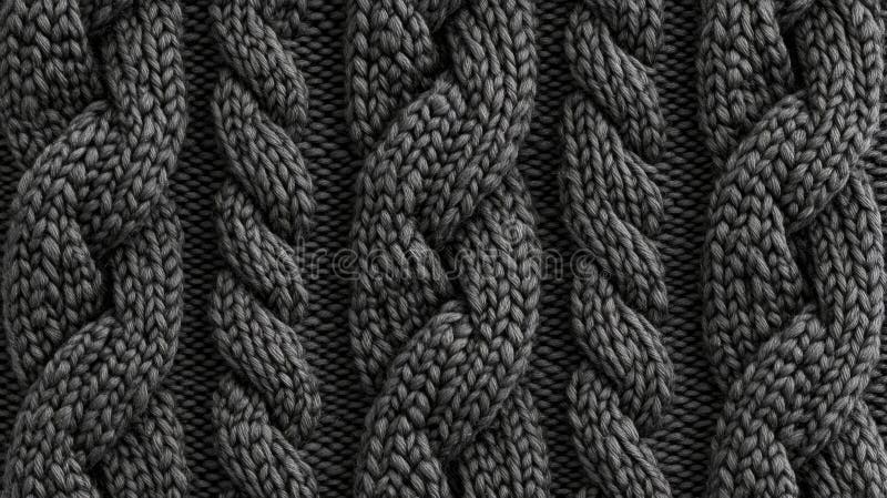 Dark Grey Cable Knit Textile Texture Background Stock Illustration ...
