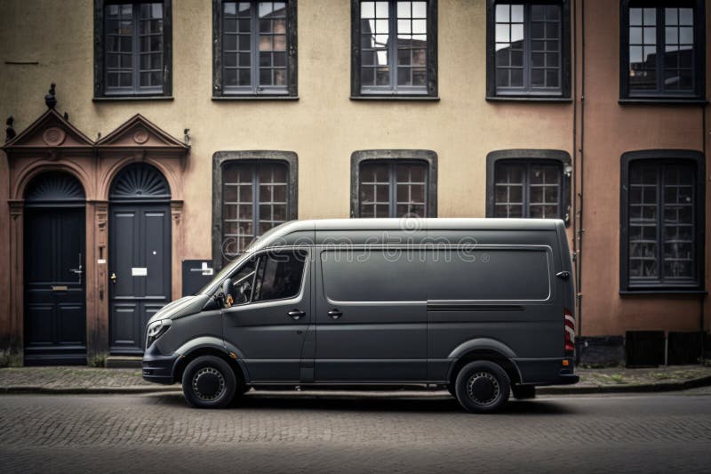 Dark grey cargo van stock illustration. Illustration of delivering ...