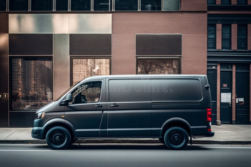 Dark grey cargo van stock illustration. Illustration of gray - 271967952