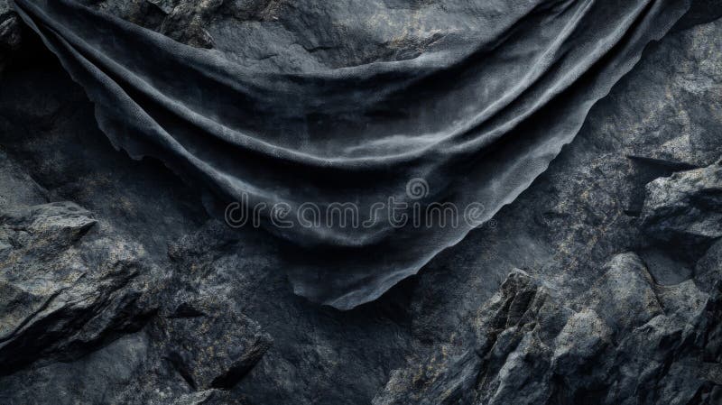 Dark Grey Fabric Draped on Textured Stone Background Stock Illustration ...