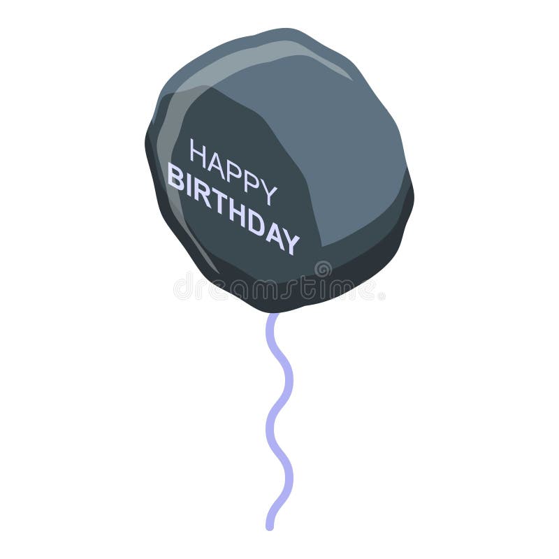 Dark Grey Happy Birthday Balloon Floating with Ribbon Stock ...