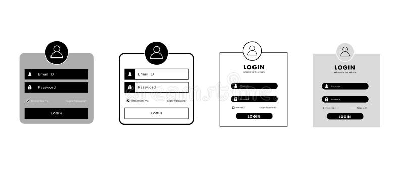 Dark Grey Login Form Web Page Design Template or Mock Up. Stock ...