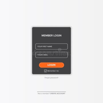 Dark Grey Login Form Web Page Design Template or Mock Up. Mobile ...