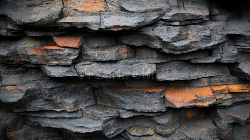 Dark Grey and Orange Layered Rock Formation Stock Illustration ...