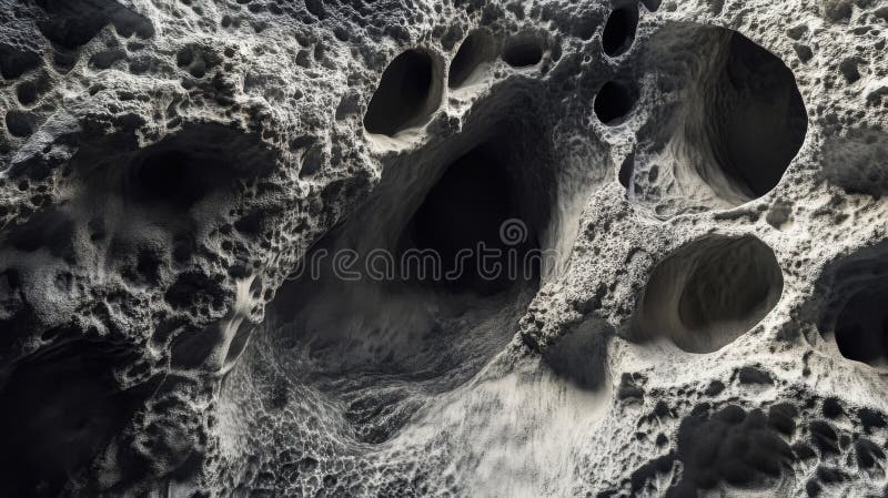 Dark Grey Porous Rock Texture with Holes Close Up Stock Illustration ...