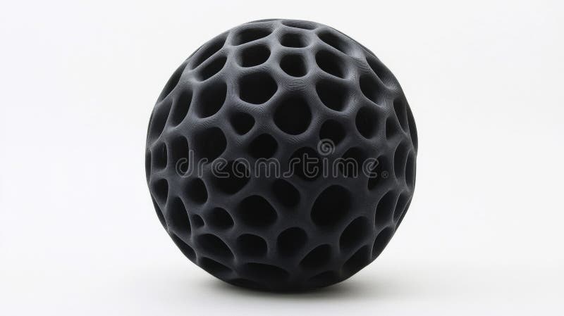Dark Grey Porous Sphere 3D Model on White Background Stock Illustration ...
