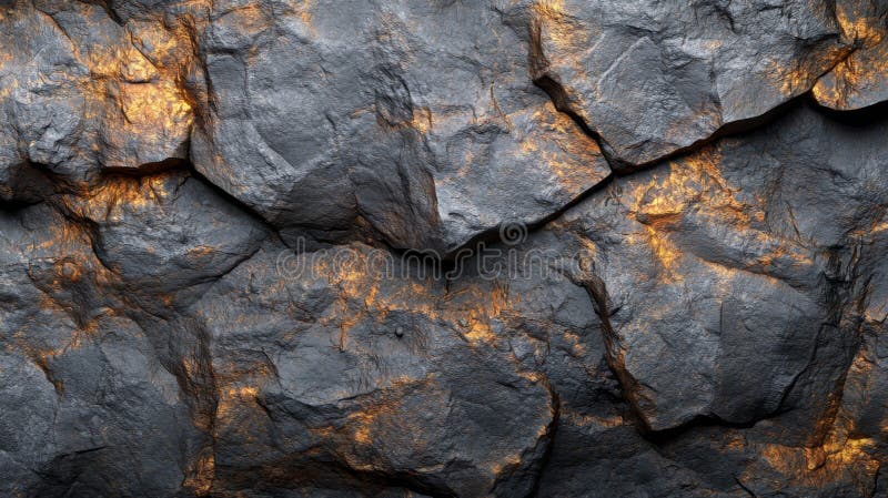 Dark Grey Rock Face with Golden Accents Stock Illustration ...