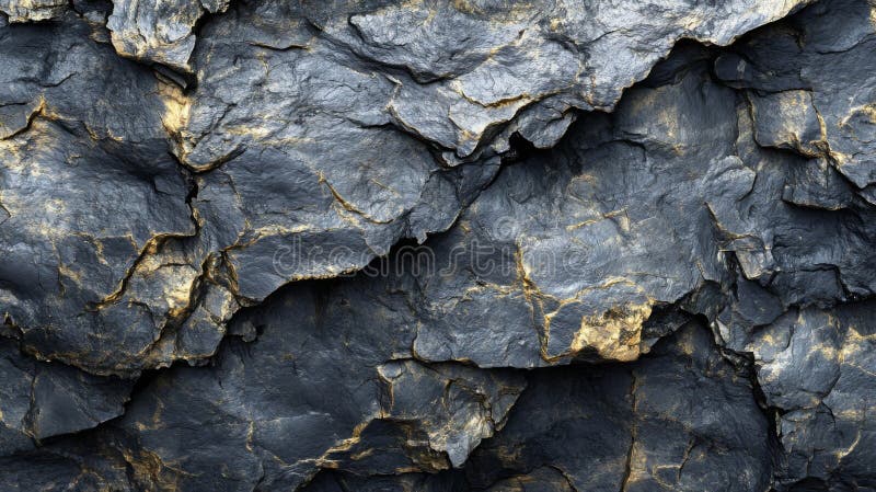 Dark Grey Rock Face Texture with Golden Veins Stock Illustration ...