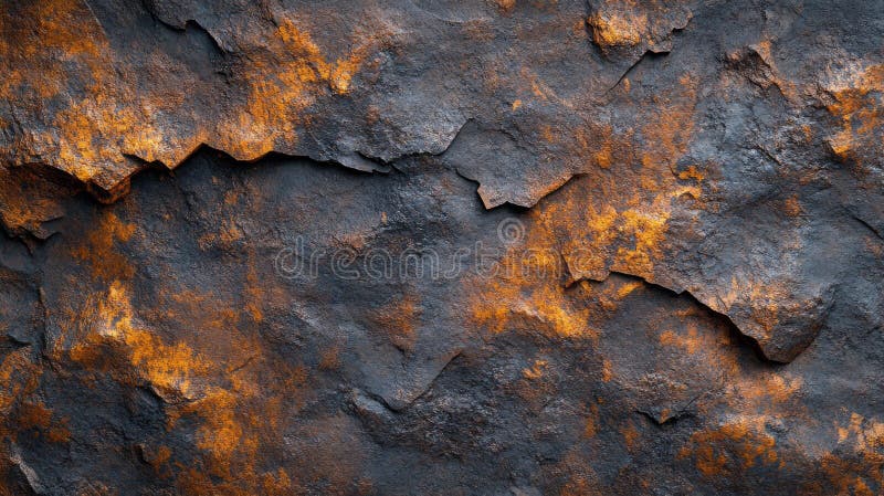 Dark Grey Rock Surface with Orange Rust Patches Stock Illustration ...