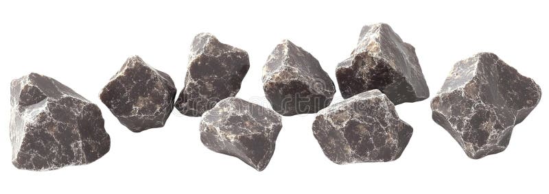 Dark Grey Rocks Isolated on White Stock Illustration - Illustration of ...
