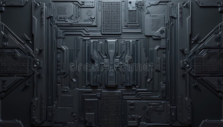 Dark Grey Sci-fi Wall Texture Panel with Futuristic Tech Elements ...