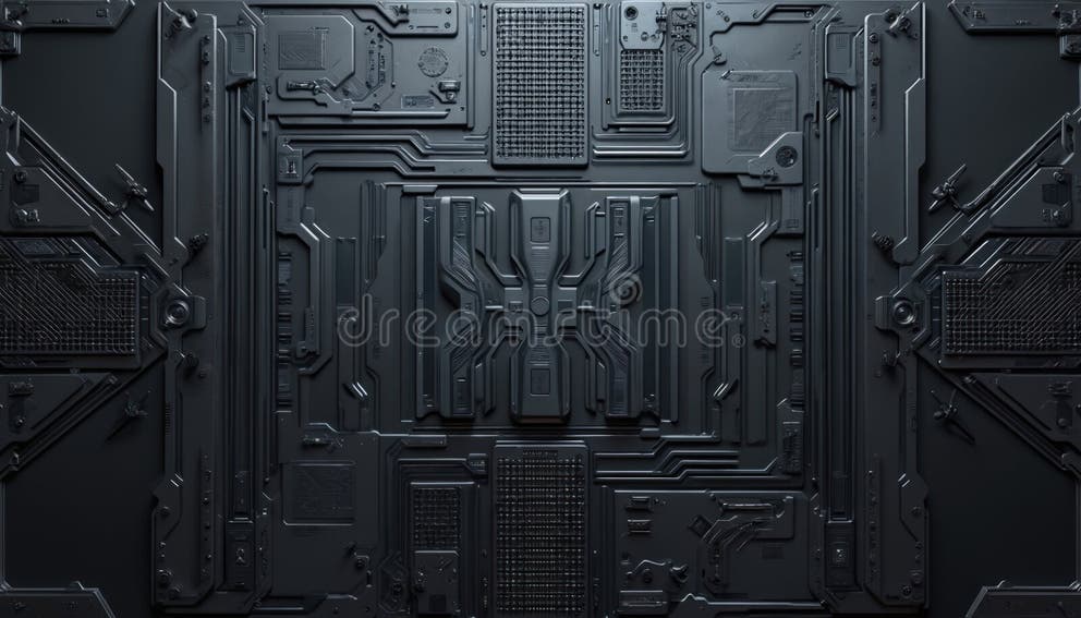 Dark Grey Sci-fi Wall Texture Panel with Futuristic Tech Elements ...